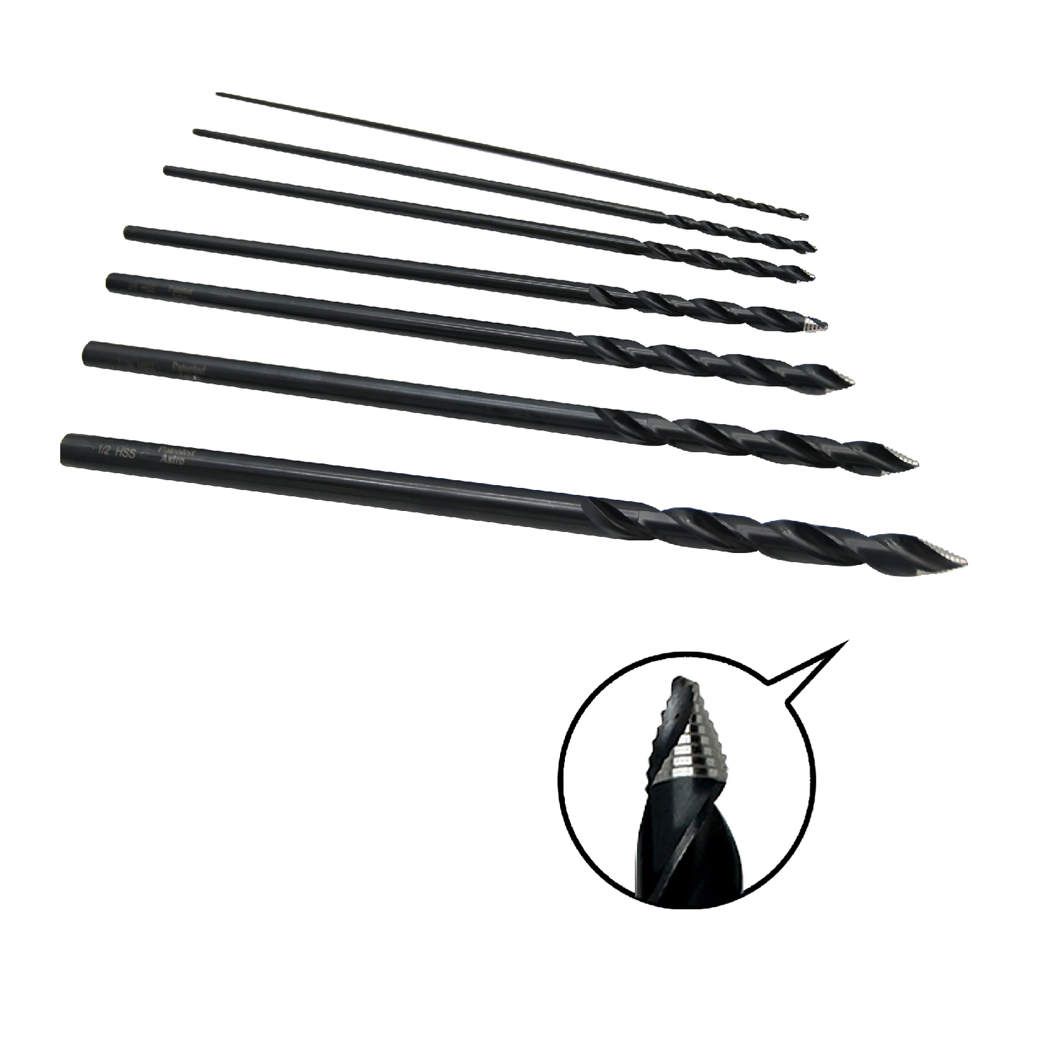 Astro Pneumatic TS7 ONYX 7 Piece TurboStep 12" Aircraft Length Drill B ...