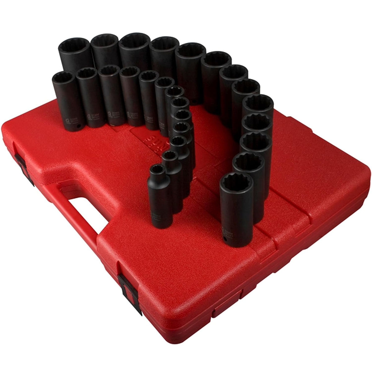 Sunex 2827 1/2" Drive 12 Point 26-Piece Metric Deep Impact Socket Set ...